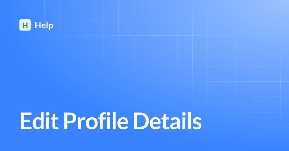 Edit Profile Details | Help